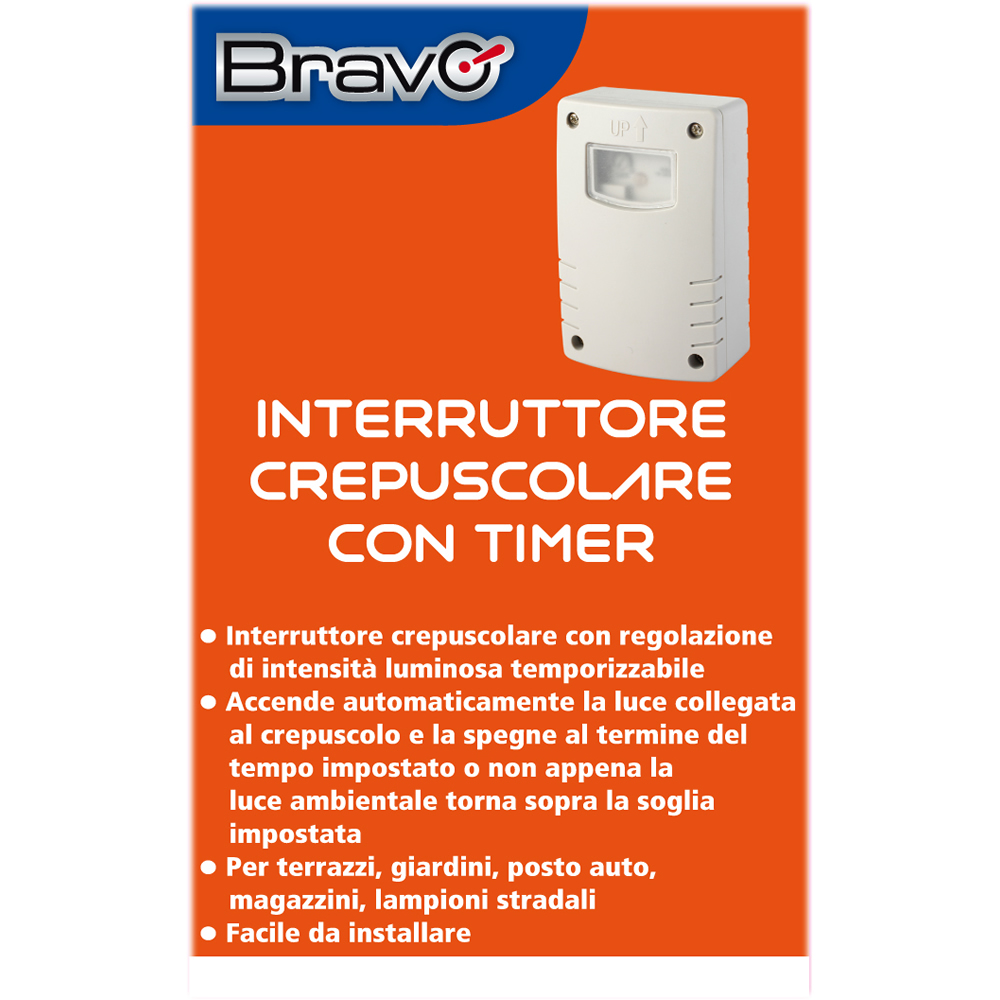 INTERRUTTORE CREPUSCOLARE CON TIMER – Bravo